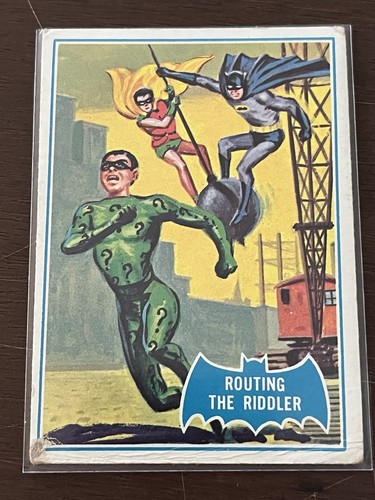 1966 BATMAN BLUE BAT TRADING CARD #22B ROUTING THE RIDDLER | eBay
