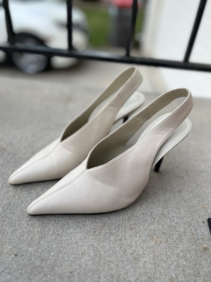 ZARA Cream Slingback Heels Size 37 | eBay