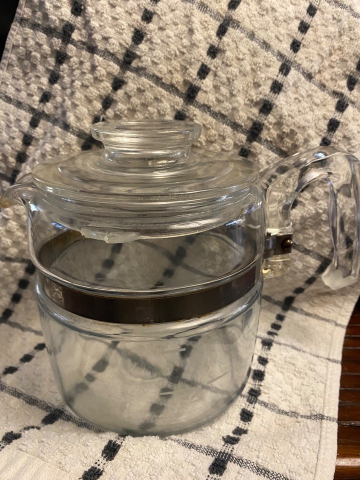 Pyrex Flameware 4 Cup Coffee Percolator 7754 Pot & Lid | eBay