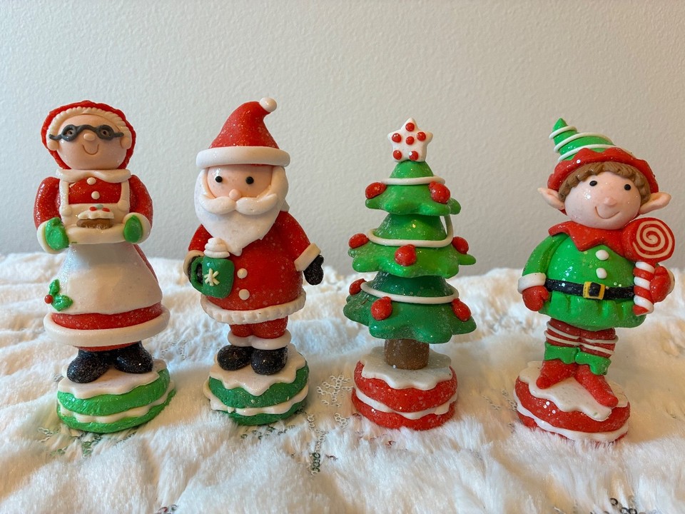 4-Piece Gingerbread Figures Classic/White by Valerie Tree Santa Mrs ...
