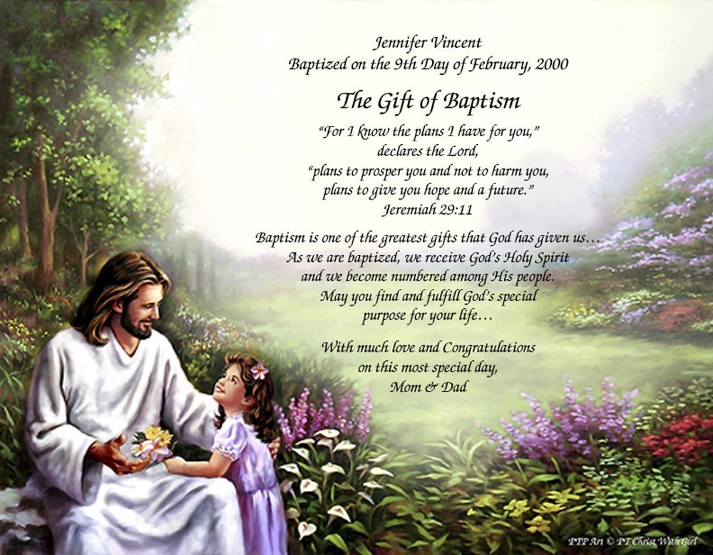 Personalized Poem Baptism Gift "Girl Baptism"on Christ with Girl Art ...
