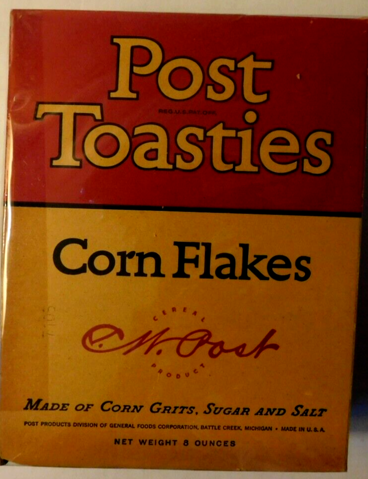 Original Post Toasties Corn Flakes Cereal Box Disney Show White | eBay