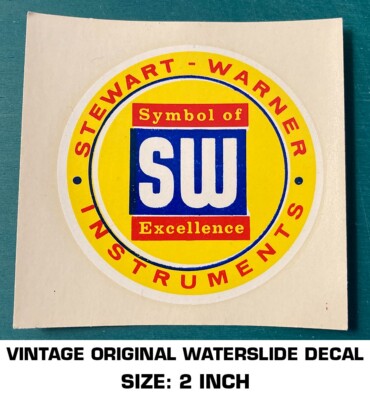 ORIGINAL VINTAGE STEWART WARNER INSTRUMENTS WATER DECAL SW HOT ROD DRAG ...