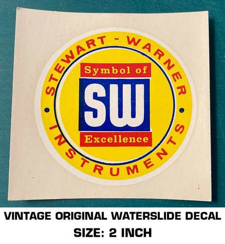ORIGINAL VINTAGE STEWART WARNER INSTRUMENTS WATER DECAL SW HOT ROD DRAG ...