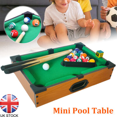 Table Top Game Mini Pool Table for Kids Wooden Childrens Billiard Board ...
