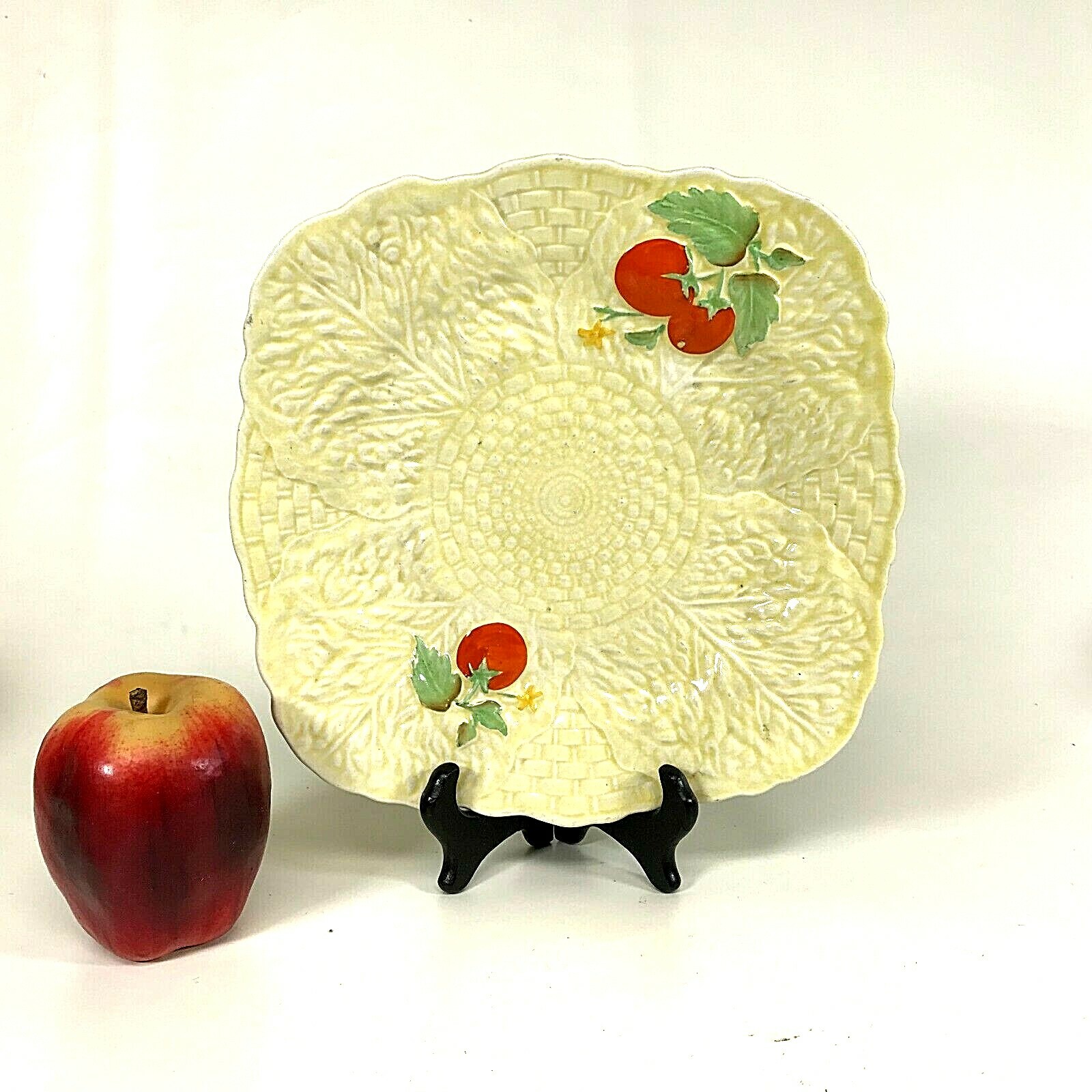 Vintage Crown Devon Majolica Square Plate Tomato Salad Pattern | eBay