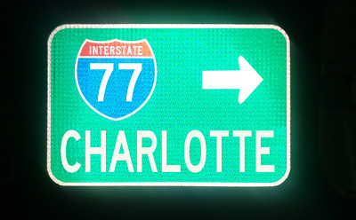 CHARLOTTE, Interstate 77 route road sign, North Carolina, Panthers | eBay