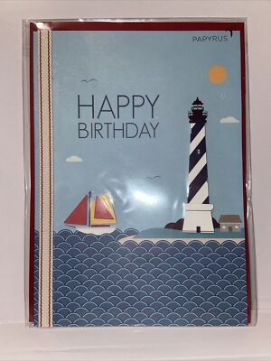 Papyrus Birthday Card - Lighthouse & Boat | eBay