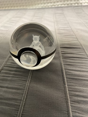 3D Crystal Ball Mew Figure Pokeball light up with base Pokemon No Stand ...