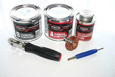 TYRE DAMAGE - TYRE RUBBER REPAIR COMPOUND FULL KIT - FILLS CUTS IN ...