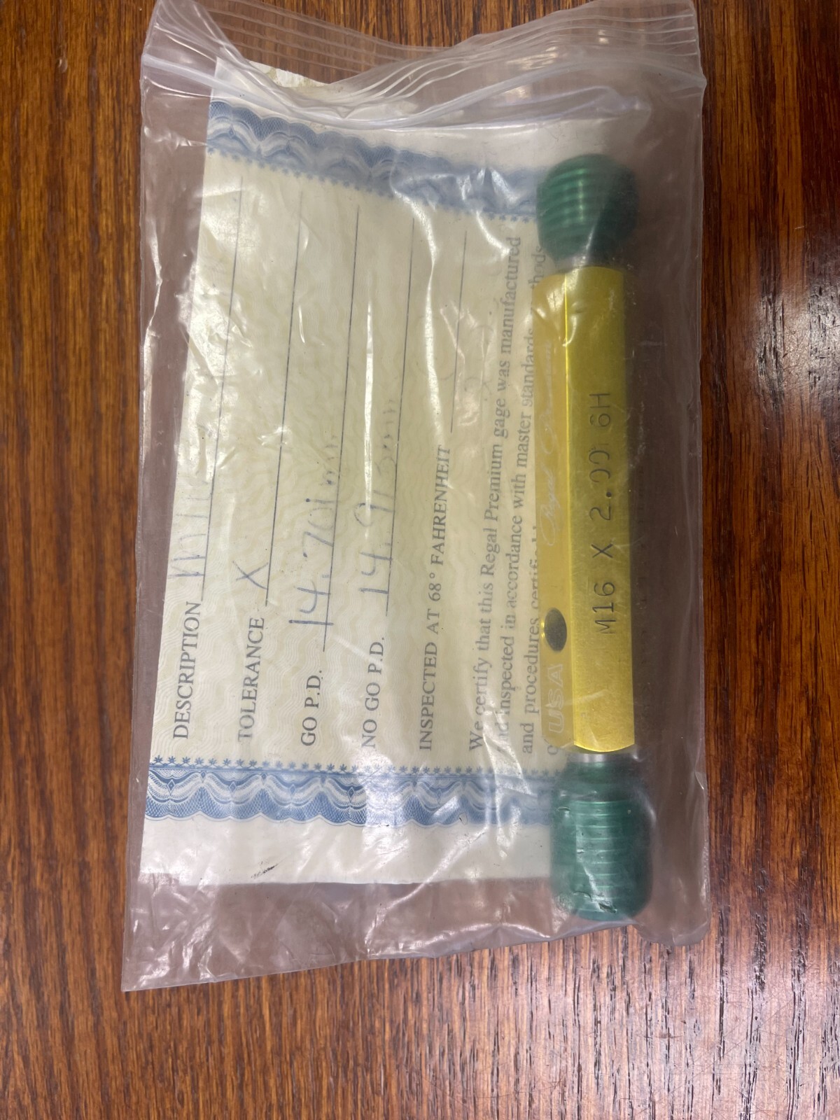 M16 x 2.0 Double End Plug Thread Go/No Go Gage Handle Included Regal | eBay