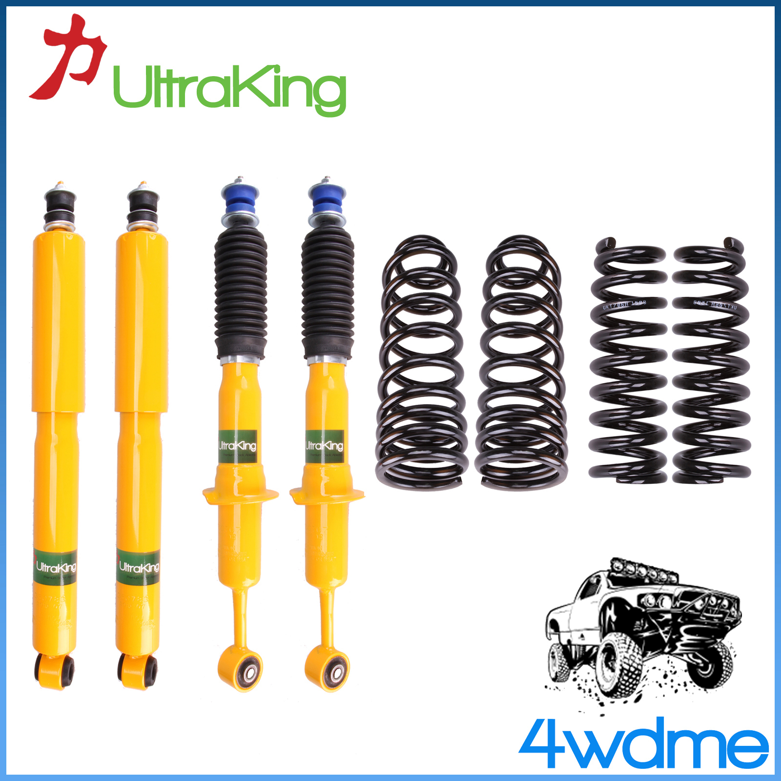 Fits Toyota Prado 120 Series Front Rear Shocks Coil Springs 2" 50mm HD ...