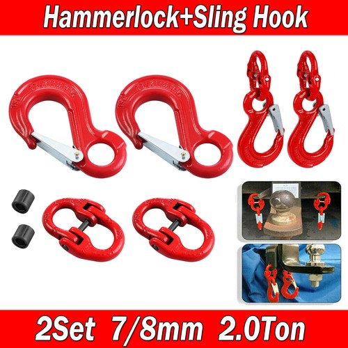 2Set 8mm Eye Sling Hook + Hammerlock Chain Connector Working Load Limit ...
