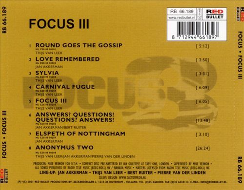 FOCUS - FOCUS III [REMASTER] NEW CD 8712944661897 | eBay