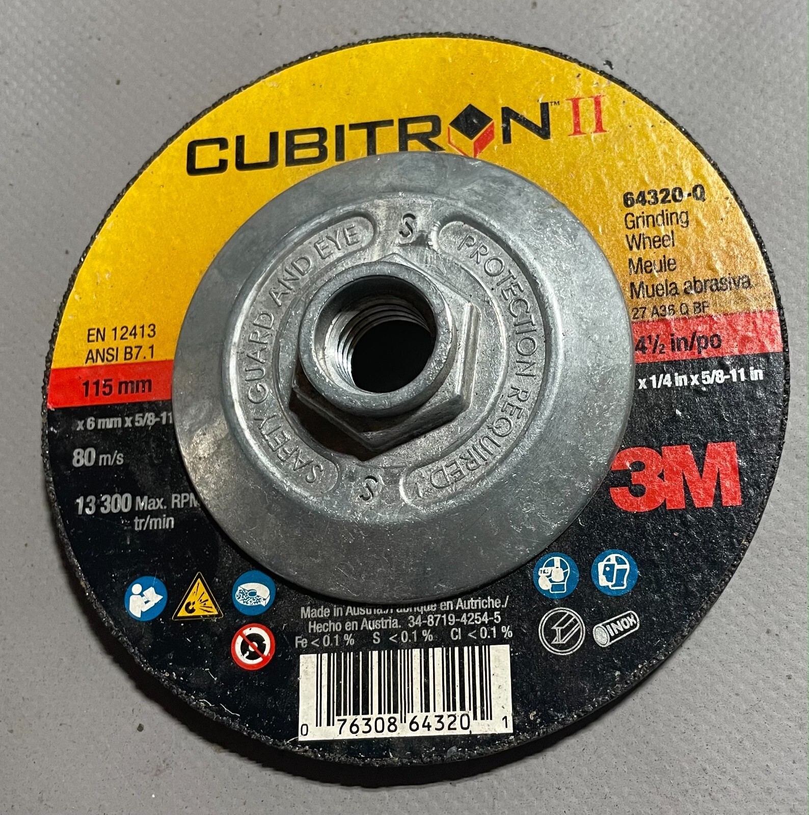 3M 64320 Cubitron II Type Q Ceramic Aluminum Oxide Depressed Center ...