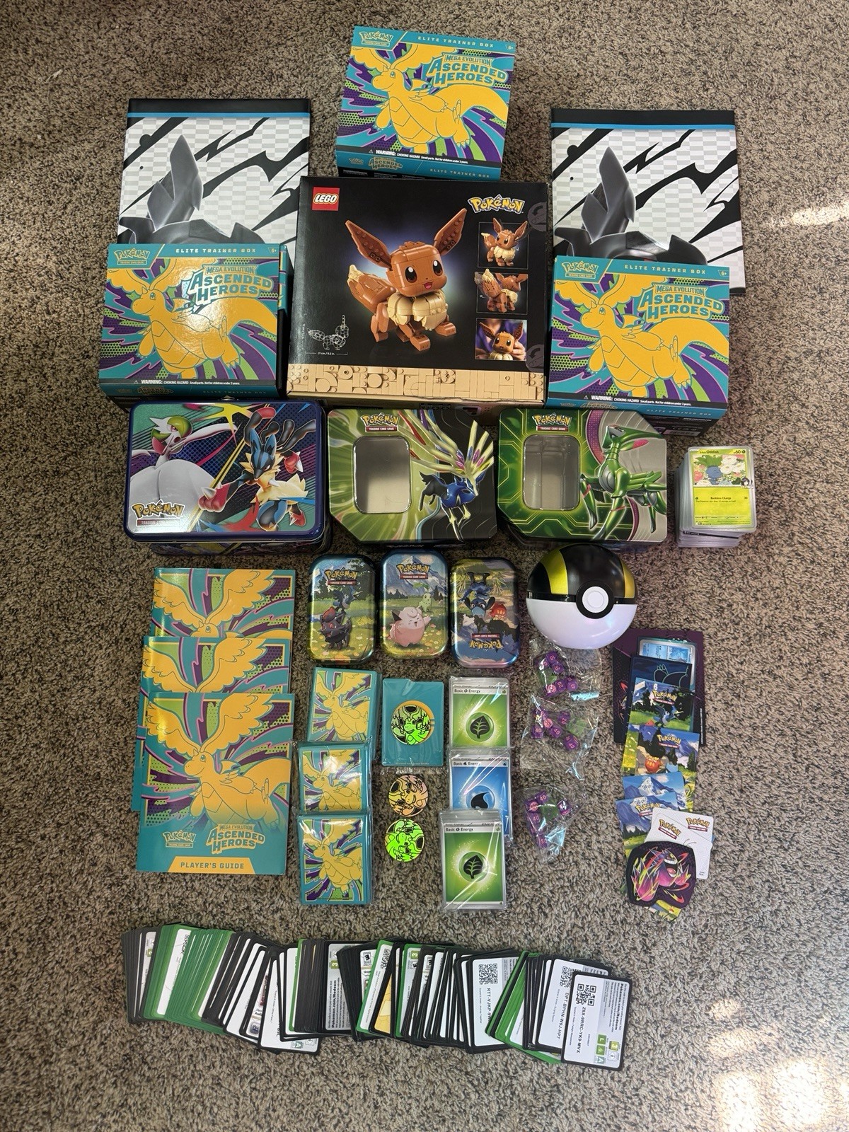 Assorted Lot of Pokemon Empty ETBs, Tins, Posters, Ascended Heroes ...