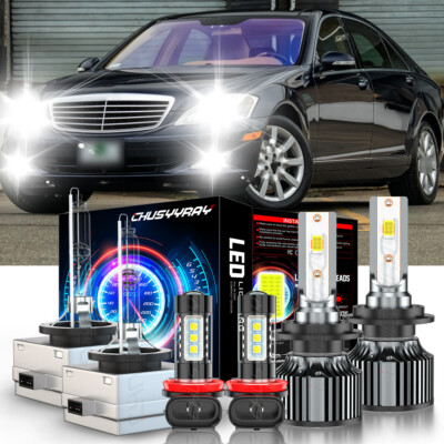 For Mercedes-Benz S550 2007-2010 6x LED HID Headlight Bulbs Hi Lo Beam ...