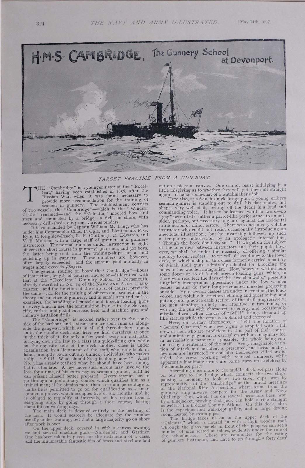 1897 BOER WAR HMS CAMBRIDGE GUNNERY SCHOOL AT DEVONPORT ARTICLE | eBay UK