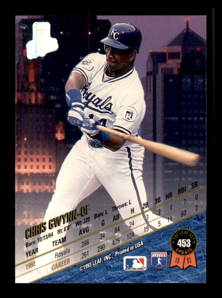 1993 Baseball 1993 Leaf Chris Gwynn Kansas City Royals #453 1 | eBay