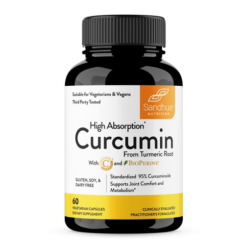 Sandhu's Curcumin C3 Complex with BioPerine 60 Capsules - Non-GMO ...