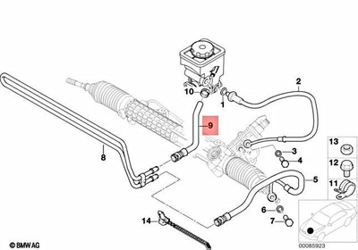 Genuine BMW E46 Cabrio Power Steering Radiator Return Hose OEM ...