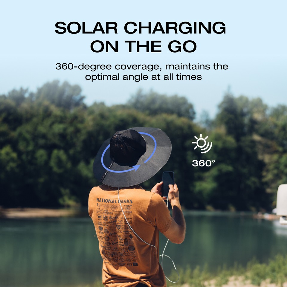 EcoFlow Power Hat Solar Charging Bucket Fishing Hat Dual USB-A/USB-C ...