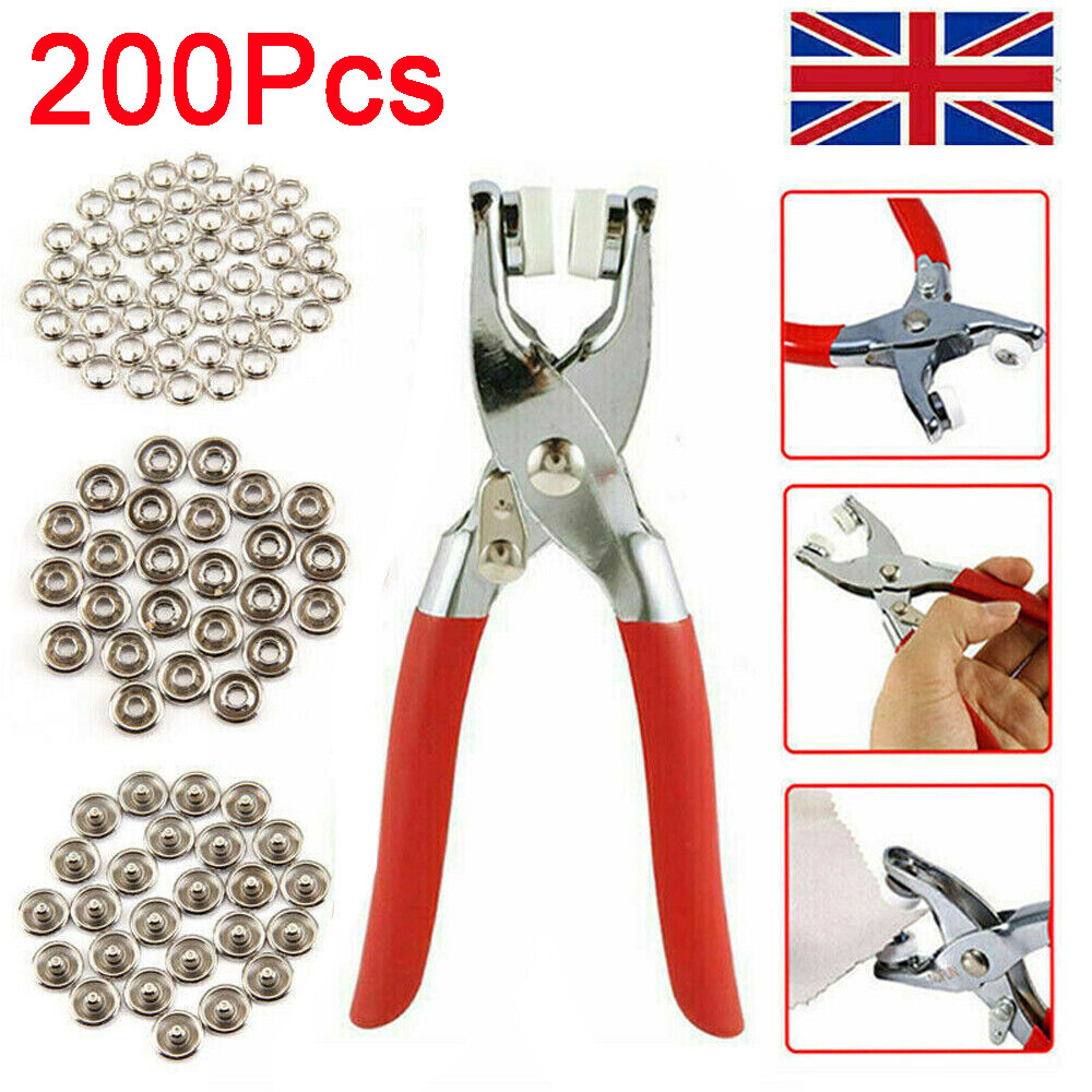 201/804PC Snap Fasteners Kit Metal Snap Button with Fastener Pliers ...