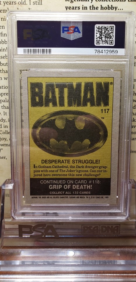 1989 Topps Batman Keaton Desperate Struggle #117 PSA 9 MINT POP 3 none ...