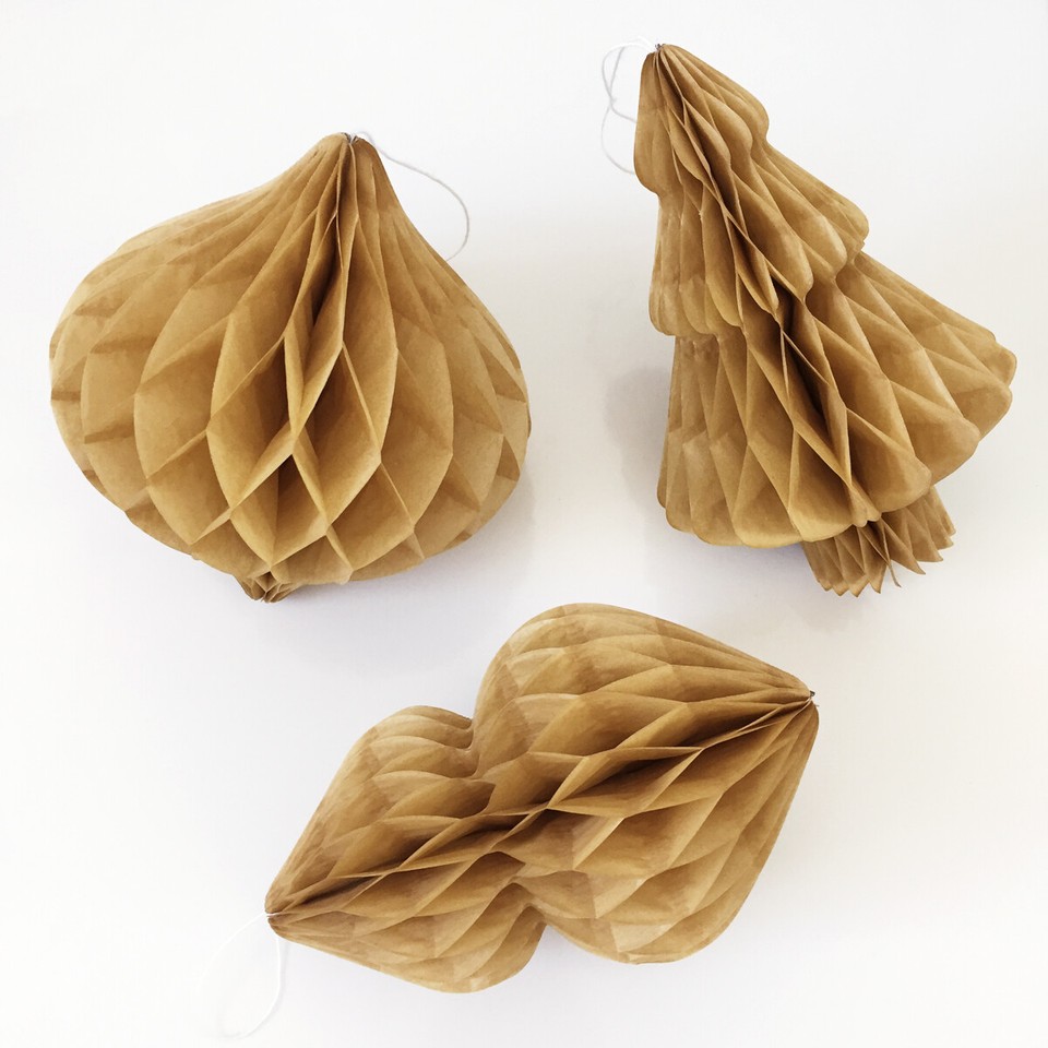 HONEYCOMB Hanging Paper BALLS Wedding Birthday Garland Party Deco Gold ...