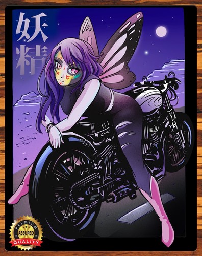 Anime Fairy - Motorcycle Girl - Rare - Metal Sign 11 x 14 | eBay