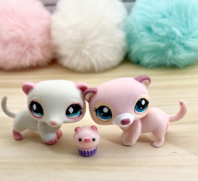 Littlest Pet Shop LPS Cute Ferret Twins Pink White 1624 520 Accessories ...