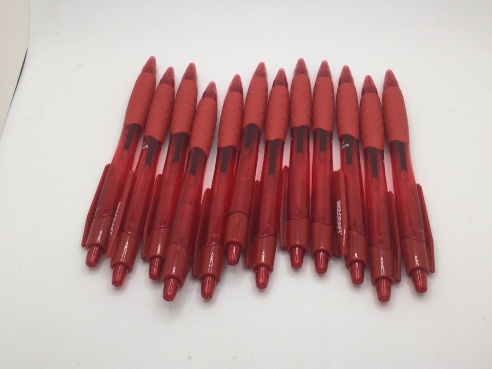 Skilcraft Vista Retractable Ballpoint Pens, Red, Fine Point Pen, 12PK ...