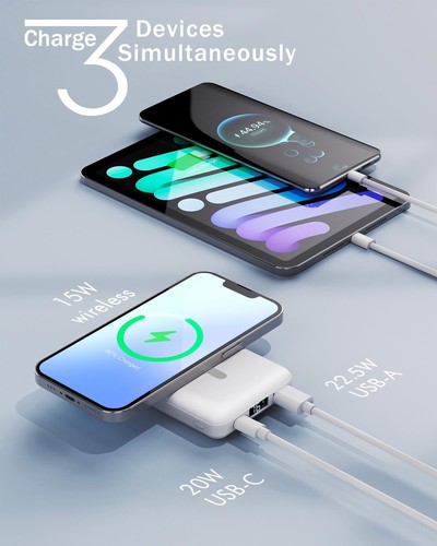 podoru Mini 10000mAh Wireless Power Bank, White | eBay