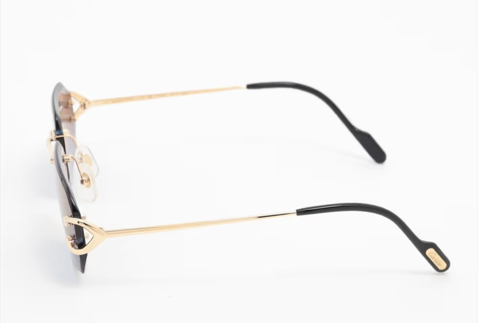 Cartier Rimless Sunglasses Eyewear 145 Decor C Gold CT0468S w/Case | eBay