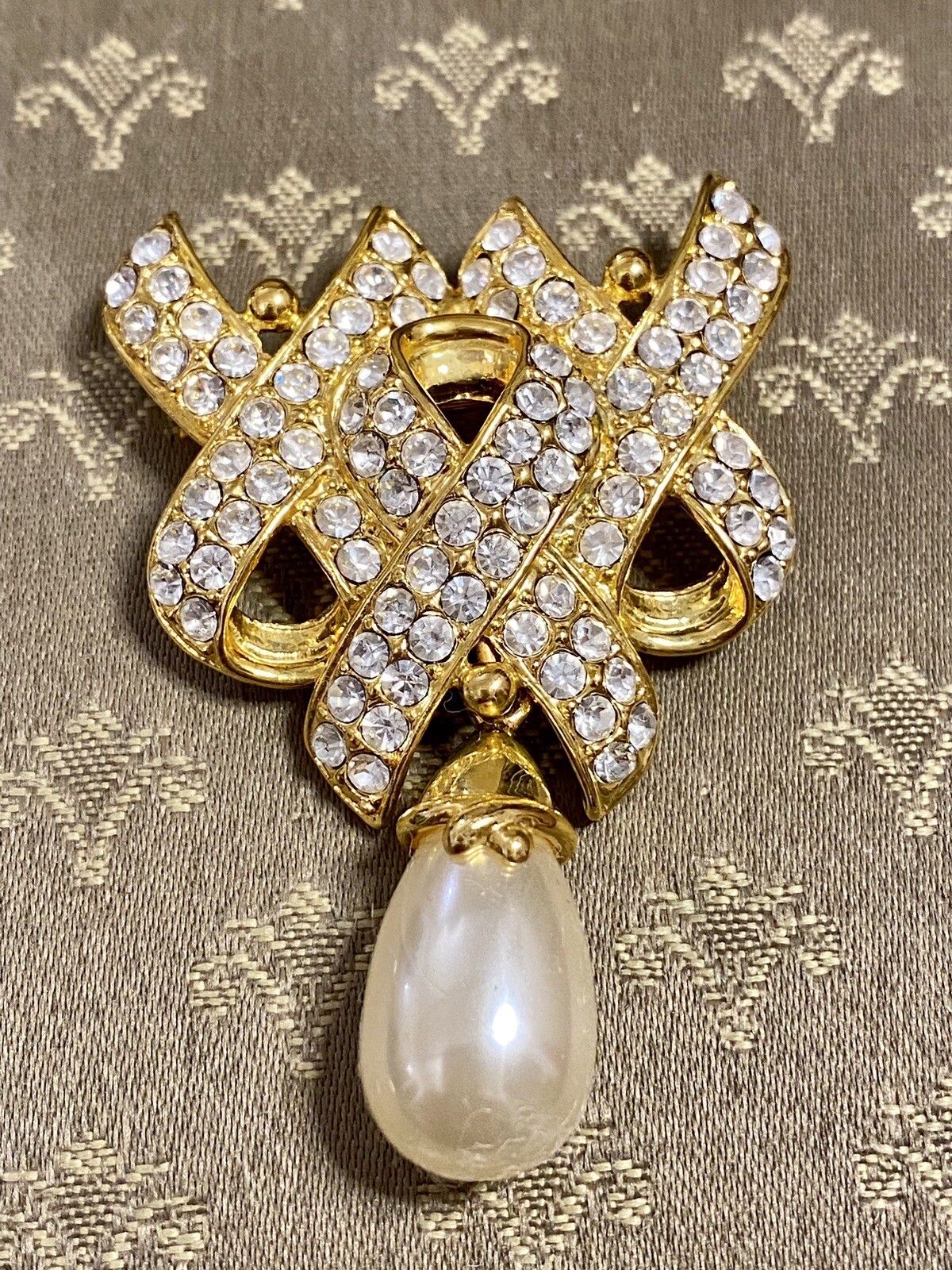 RARE/VINTAGE-IVANA Trump Gold-Tone Pearl Rhinestone P… - Gem