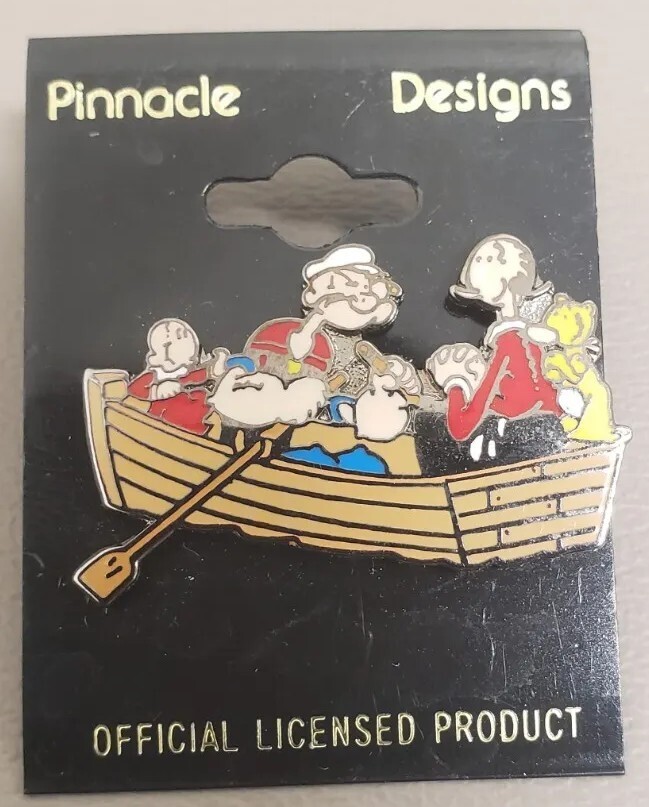 POPEYE THE SAILOR MAN CARTOON Row BOAT VINTAGE LAPEL PIN olive swee pea ...