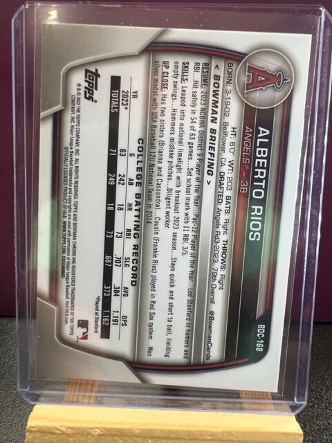 2023 Bowman Draft CHROME ALBERTO RIOS LUNAR GLOW REFRACTOR Parallel ...