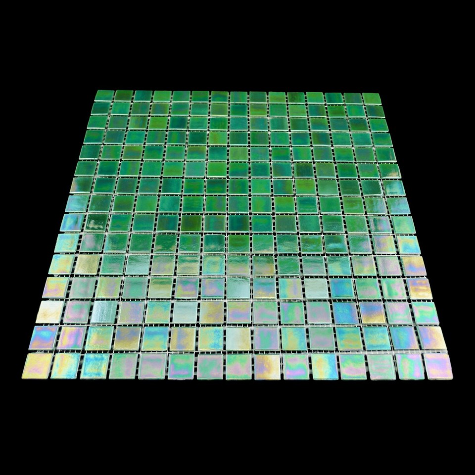 Dark Green Iridescent Mosaic Glass Tile Kitchen & Bath | eBay