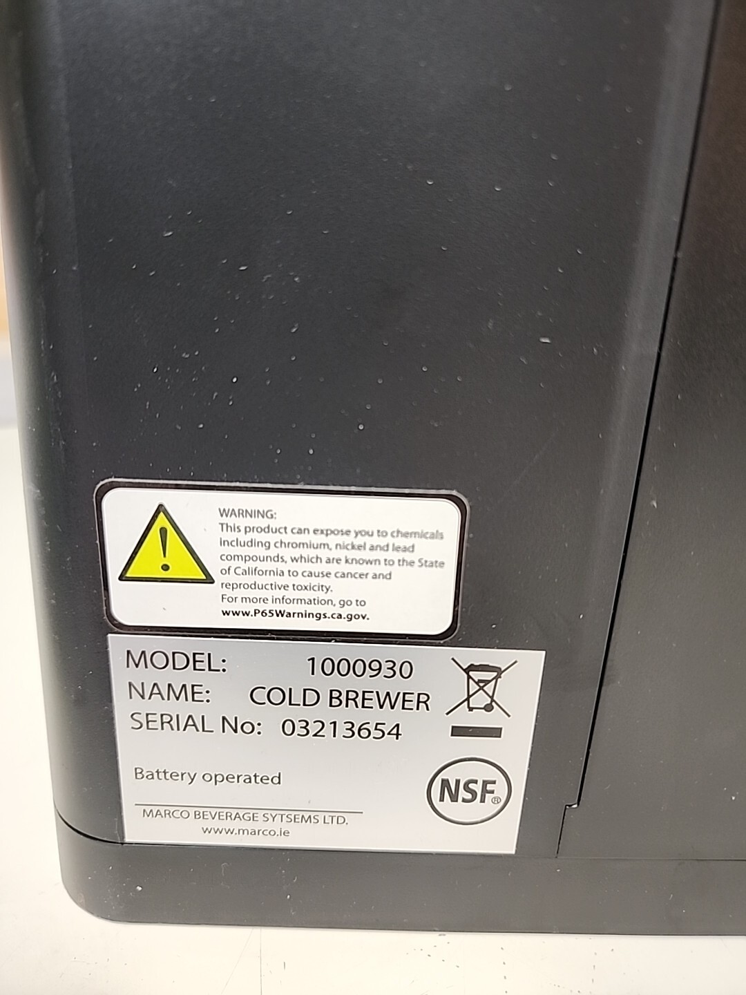 Marco Cold Brewer 1000930 Starbucks Design 14 Liter Fill Tank- for sale ...