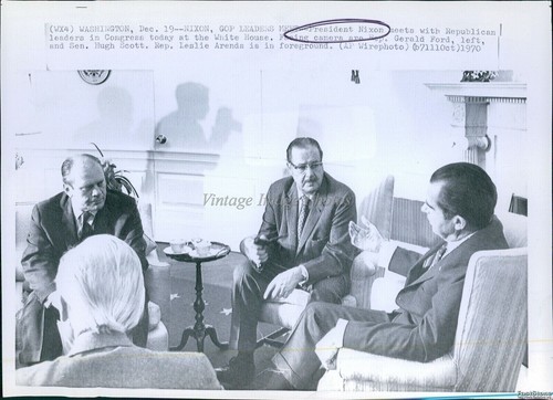 1970 Nixon Rep Gerald Ford Leslie Arends Sen Hugh Scott Politics ...