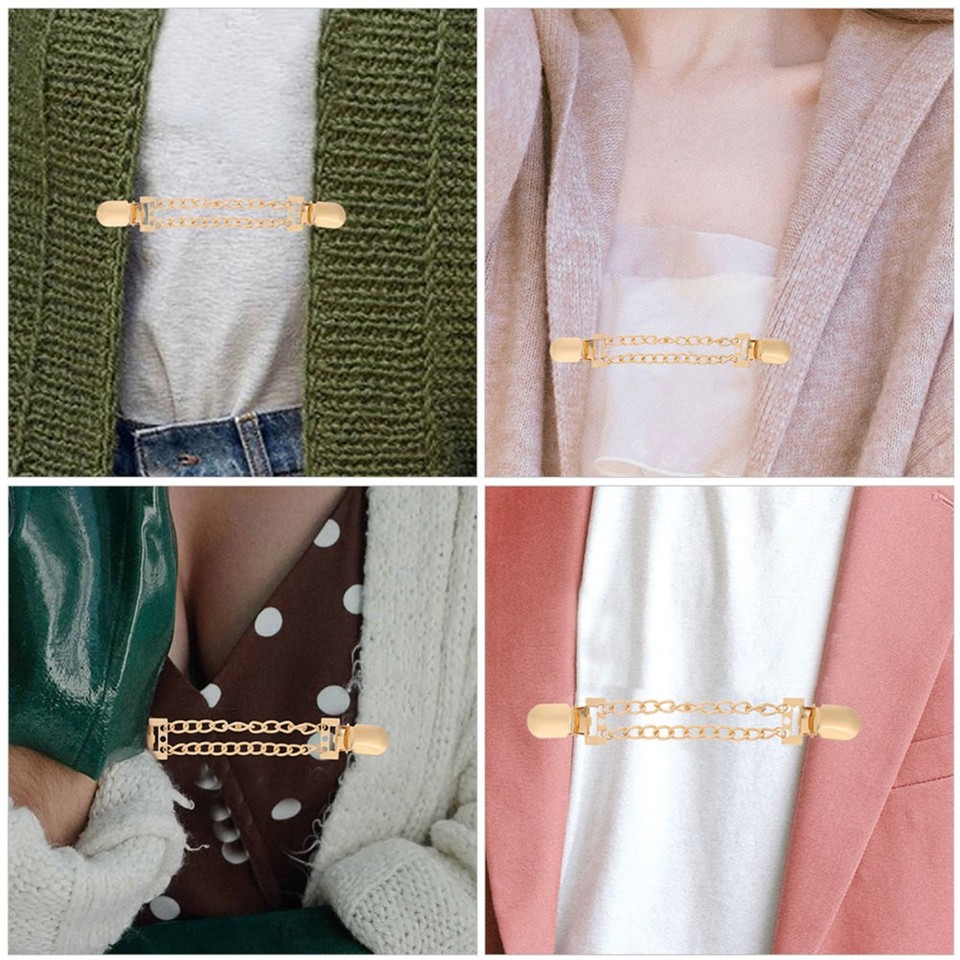 4pcs Brooch Scarf Clips Unique Vintage Sweater Pin Cardigan Connector ...