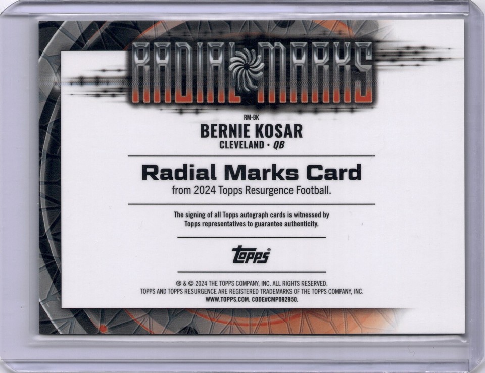 Bernie Kosar # Radial Marks Auto 2024 Topps Resurgence | eBay