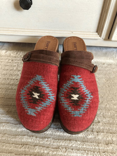 Born Clogs Mules Womens Red Slide On Aztec Western Boho Cowgirl Rodeo ...