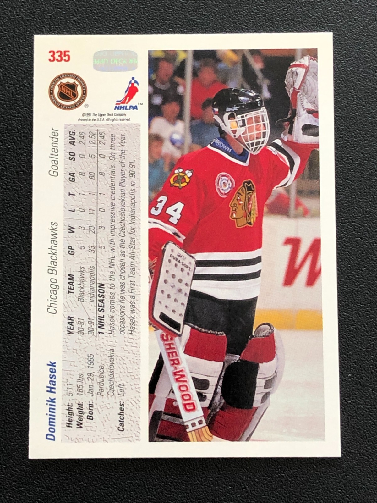 1991-92 Upper Deck #335 Dominik Hasek Rookie Card Chicago Blackhawks | eBay