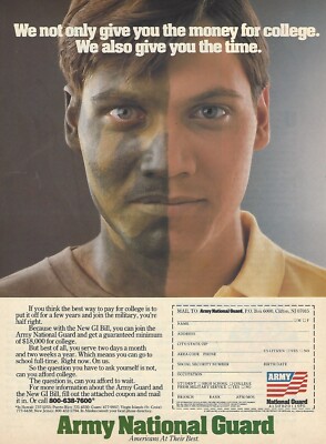 1985 US Army National Guard GI Bill vintage print ad advertisement | eBay