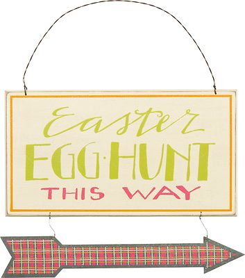 NEW!~"Easter Egg Hunt This Way" Sign~w/ Arrow~Wood/Metal/Plaque/Door ...