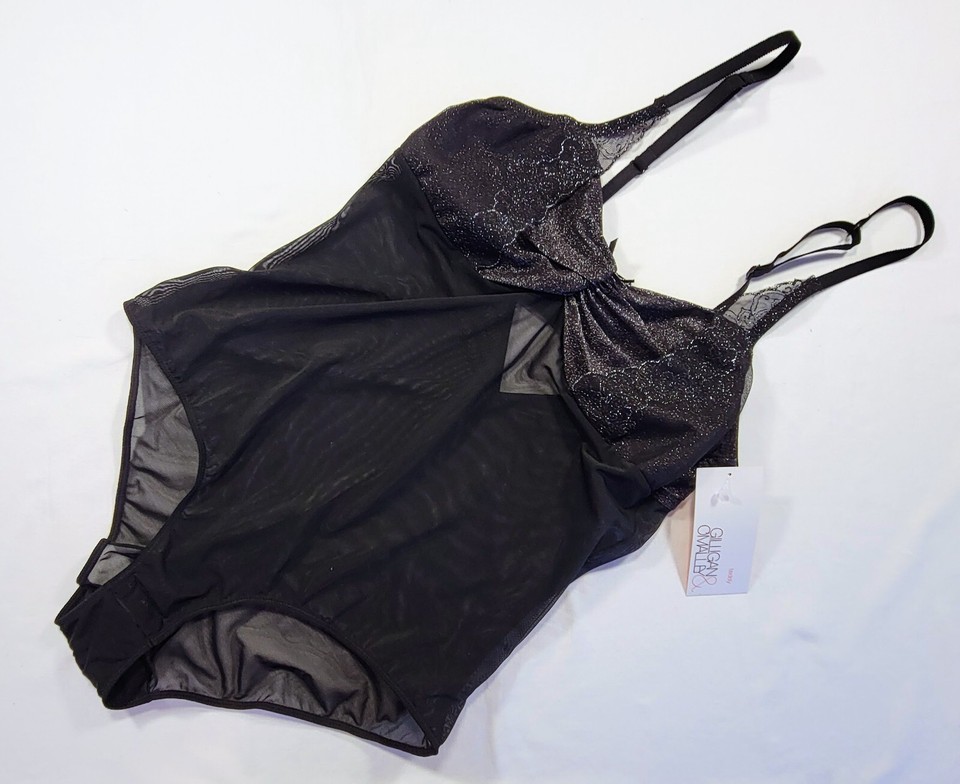 GILLIGAN & O'MALLEY Black w/Silver Sparkle TEDDY Snap Crotch LARGE | eBay