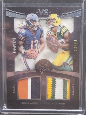 2015 Panini Black Gold Football White/Ty Montgomery Dual 3 Color Relic ...