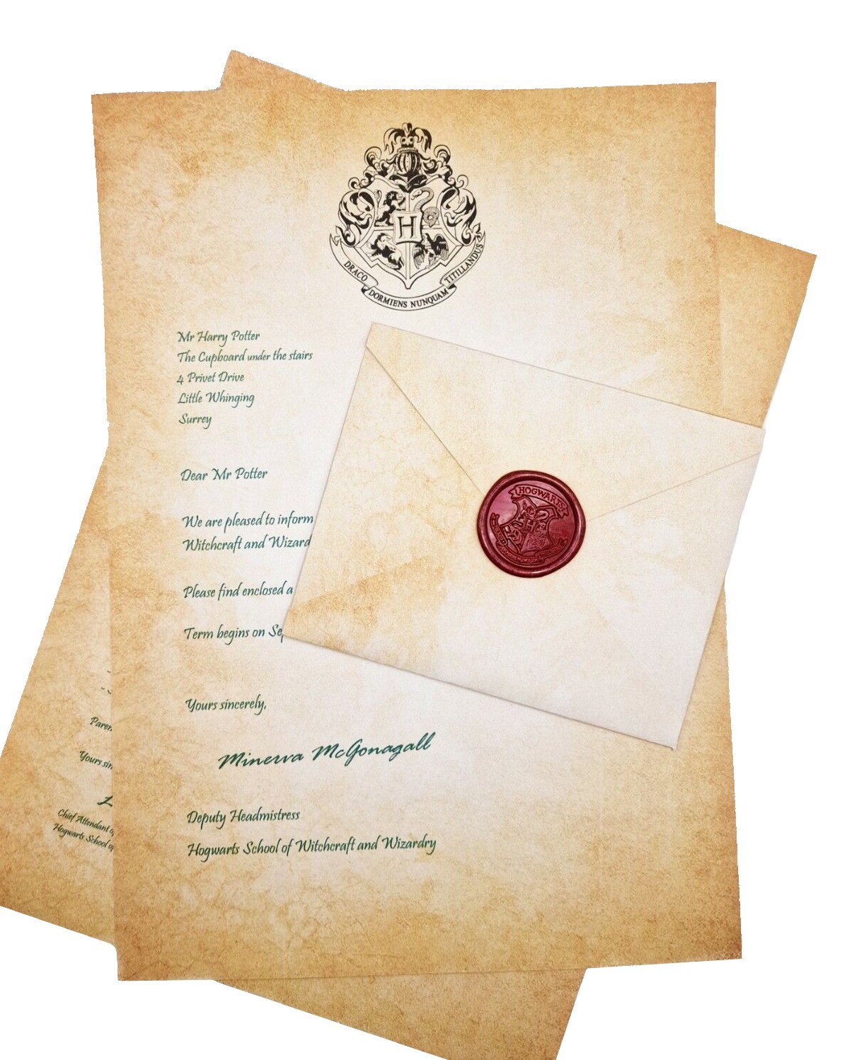 Personalised Hogwarts Acceptance Letter. Harry Potter Wax Seal. Magic ...