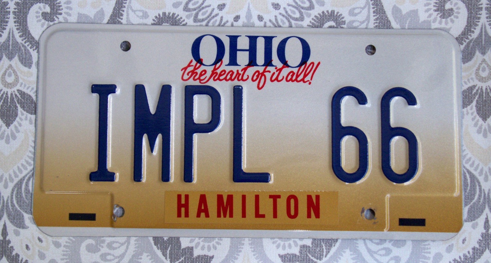 1997 Ohio Vanity License Plate IMPL 66 1966 Chevy Impala Nr Mint Heart ...